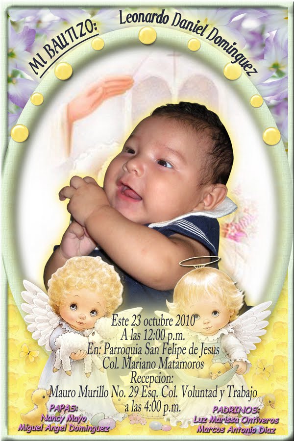 Fotomontaje para invitaciones de bautizo gratis - Imagui