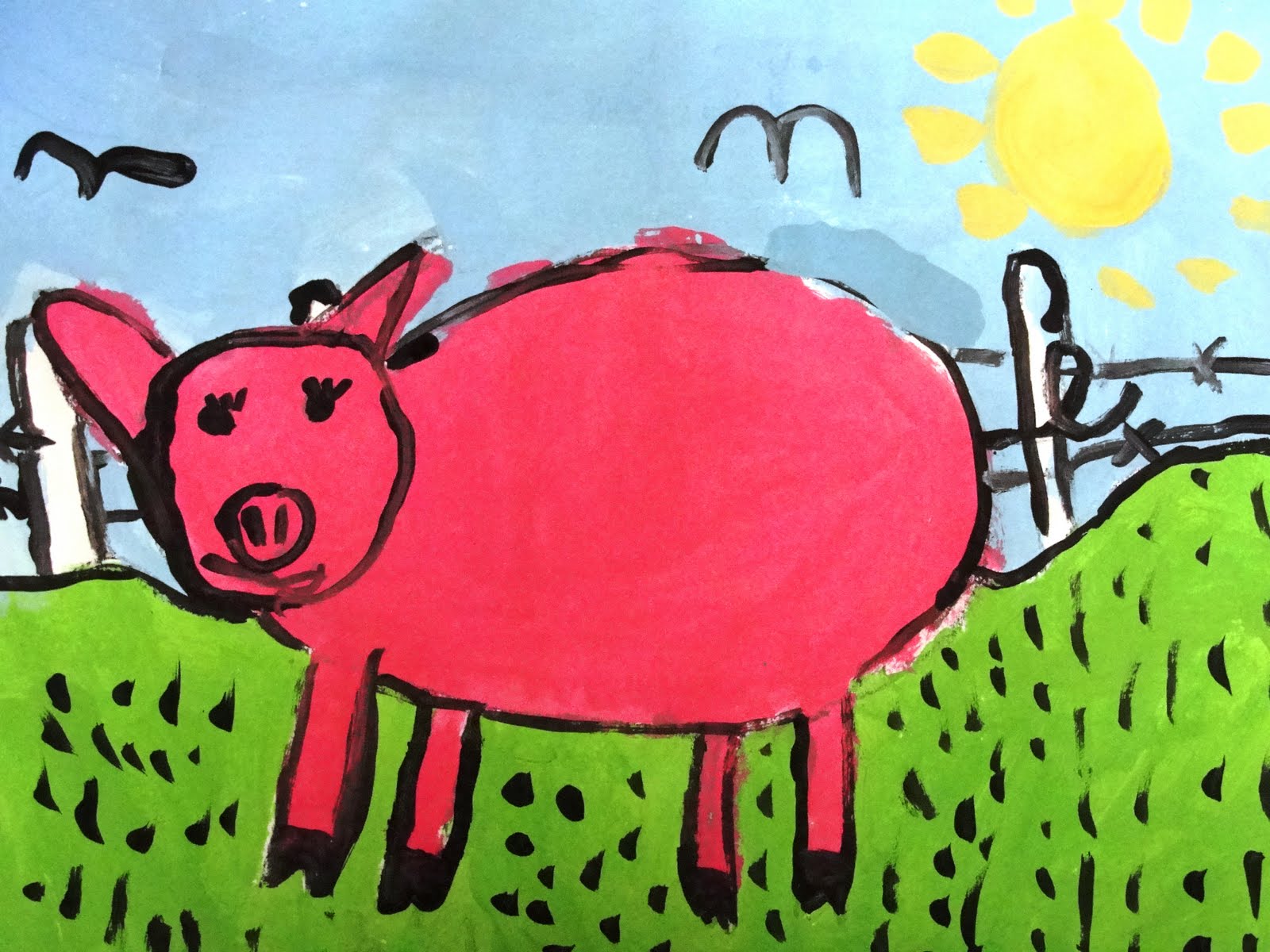 Deep Space Sparkle Art Lessons for Kids: Painted Pigs Art Project