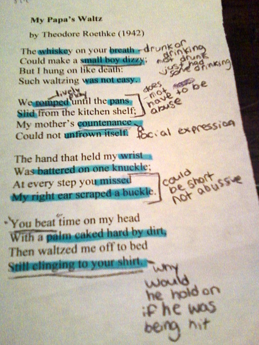 My Papa's Waltz Analysis Line By Line filfaul