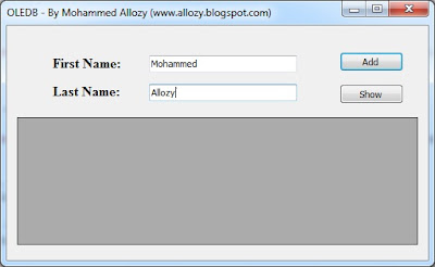 Mohammed Allozy: CSharp with OleDb (Access) سي شارب مع الأكسس