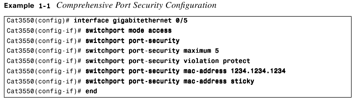 Port Security Configuration Port Security Configuration