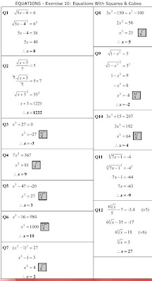 MathsOnline Answers: Equations With Squares & Cubes