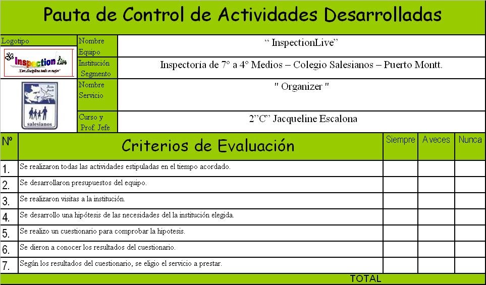 2C InspectionLive ! 20: Pauta de control de calidad