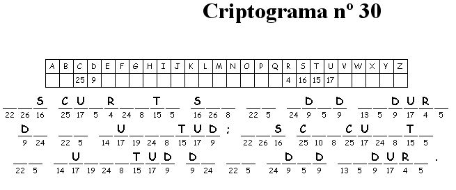 Pasatiempos para Imprimir: Criptograma nº 30
