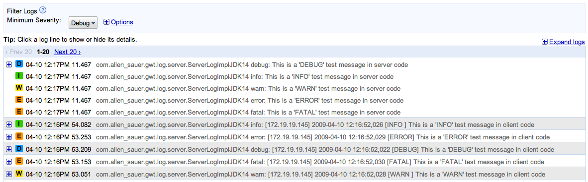 Forty-Two: Getting gwt-log to 'just work' on Google App Engine