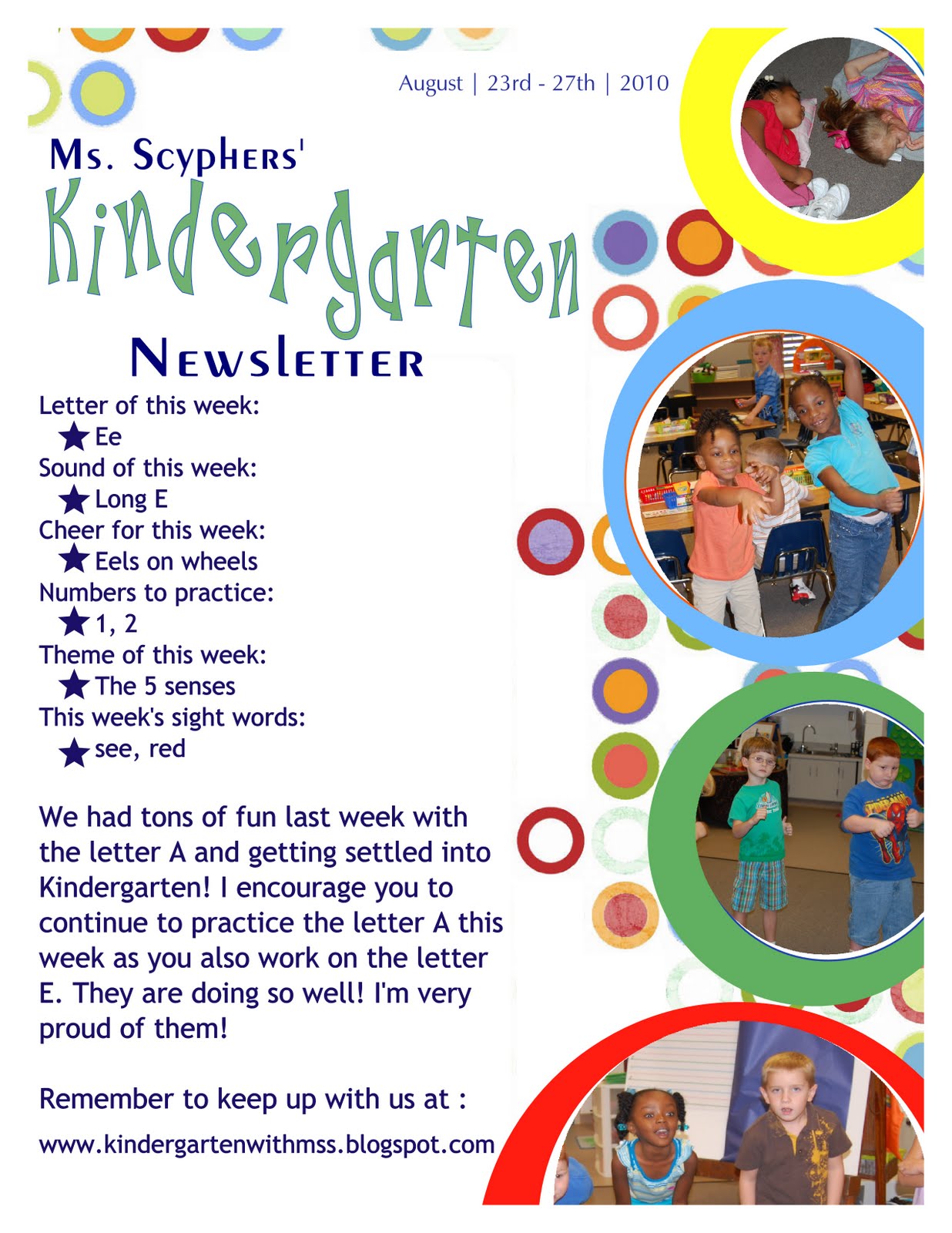 Ms. Scyphers' Kindergarten Class: Newsletter