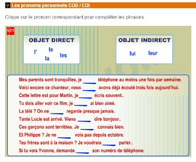 La trousse de Français: Les pronoms personnels COD et COI