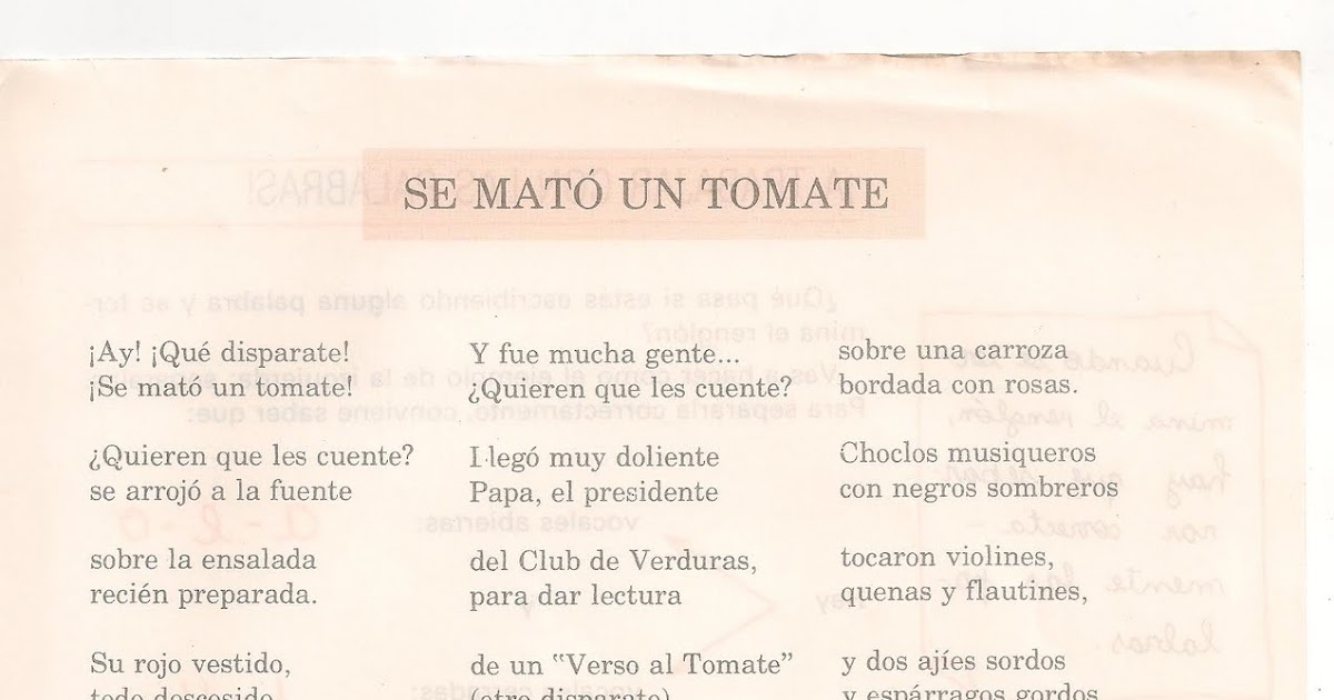 BIBLIOTECA 13 DE 5: Poesía : "Se mató un tomate"