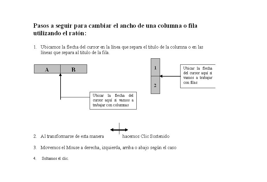 Hoja de Calculo EXCEL: Cambiar ancho de columna y alto de fila Hoja de Calculo EXCEL: Cambiar ancho de columna y alto de fila