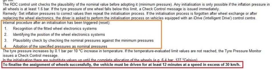 Bimmer Crew: BMW RDC(TPMS) 초기화 정보