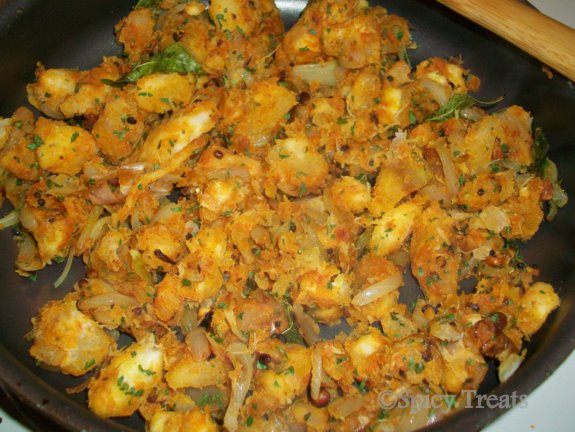 Spicy Treats: Tapioca Masala / Kappa / Cassava Stir Fry