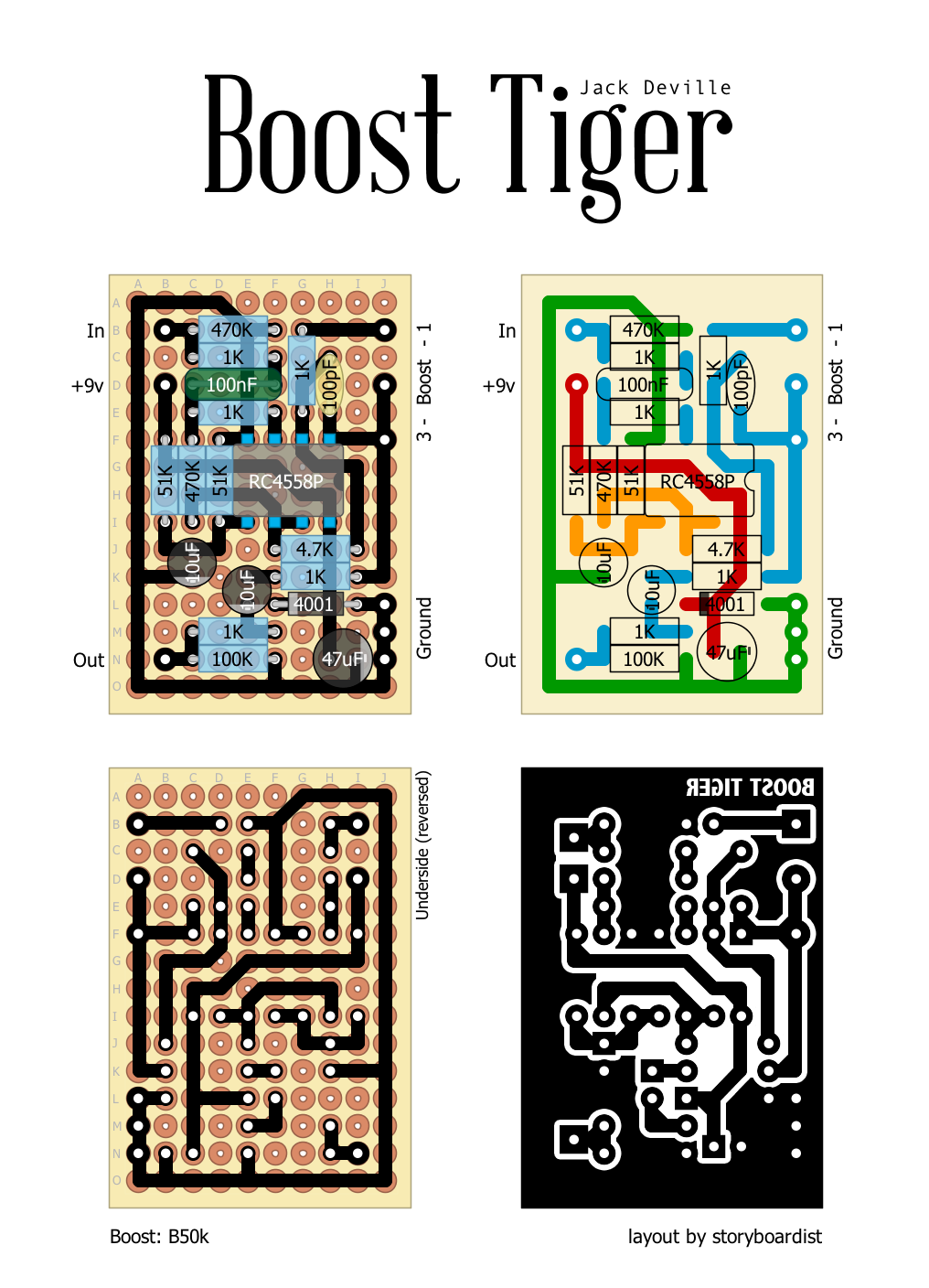 Perf and PCB Effects Layouts: Jack Deville Boost Tiger