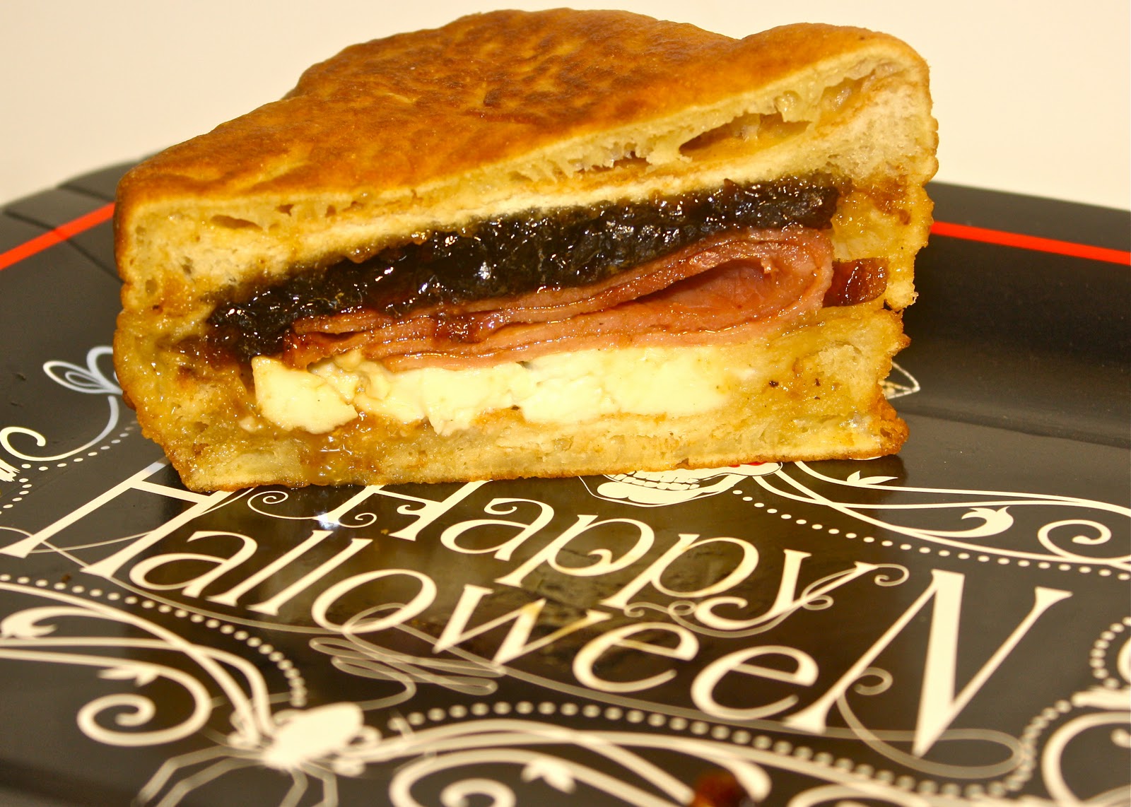 onion jam. blu cheese. thick slab of ham. the Tim Burton sandwich part ...