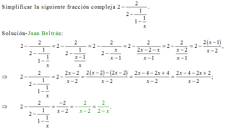 Cálculo21: Simplificación de una fracción compleja.