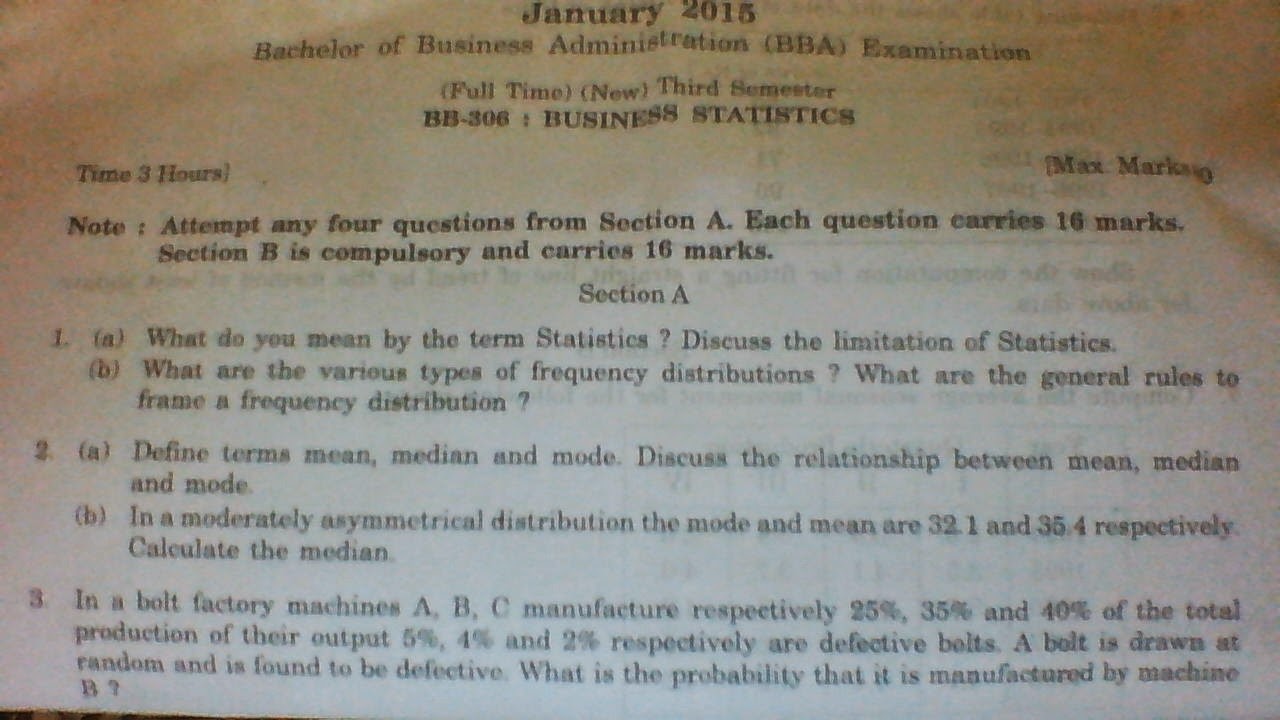 DAVV BBA 3rd sem 2014-15 papers