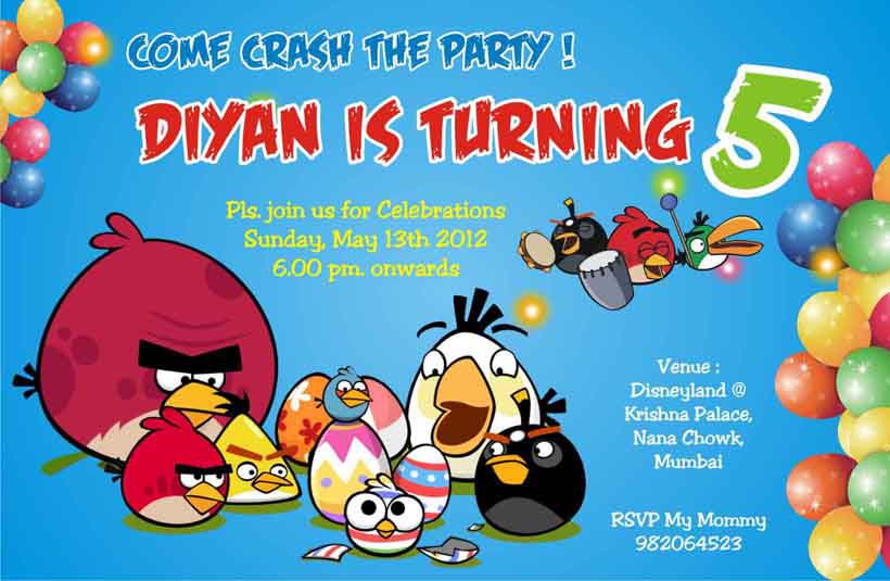 Birthday Party Invitation Card Invite Personalised Return Gifts Mumbai ANGRY BIRD THEME birthday-party-invitation-card-invite-personalised-return-gifts-mumbai-angry-bird-theme