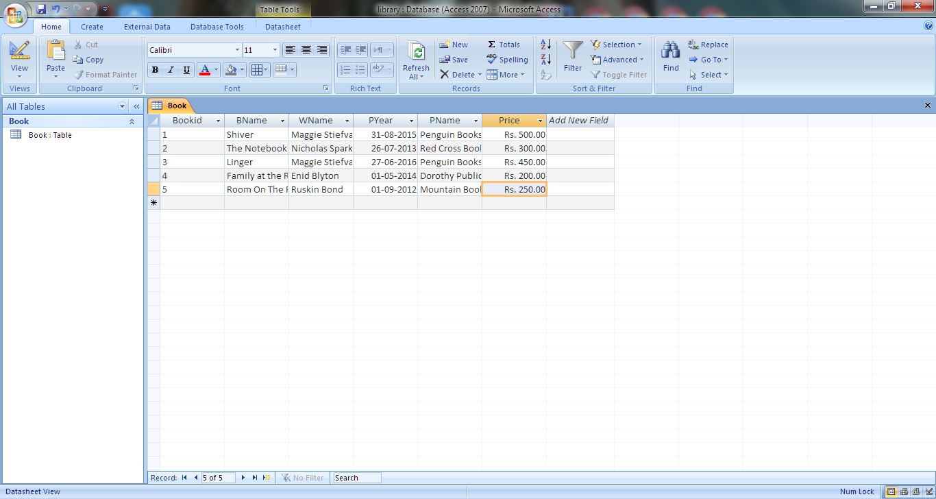 DBMS: Creating Database andTables in M.S. Access