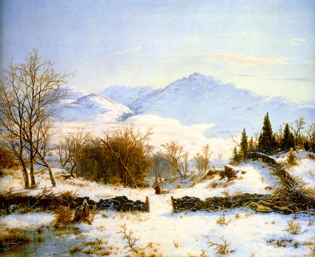 Oil Painting Replica Winter Scene, 1856 by Louis Remy Mignot (1831-1870 ...