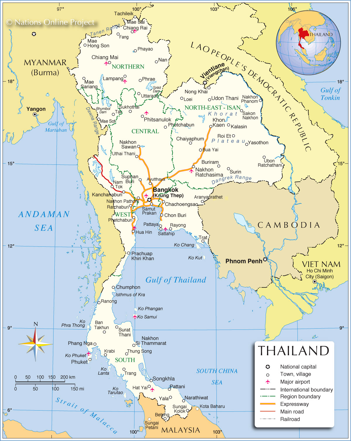 TAILANDIA - MAPAS GEOGRÁFICOS DE TAILANDIA