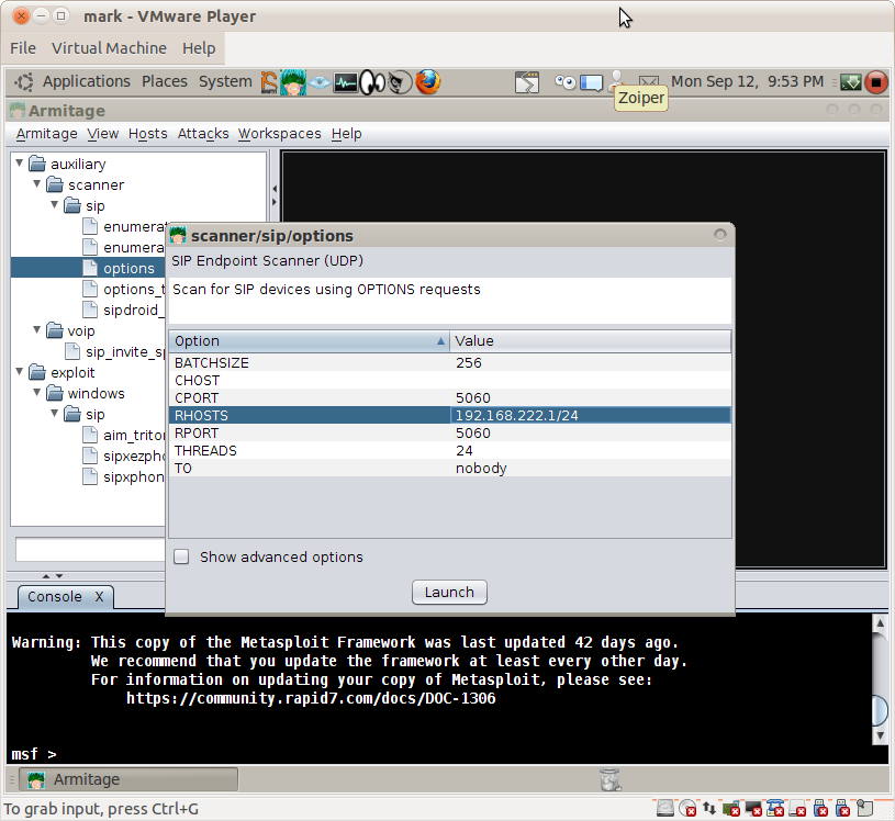 VoIP Information Gathering: Metasploit