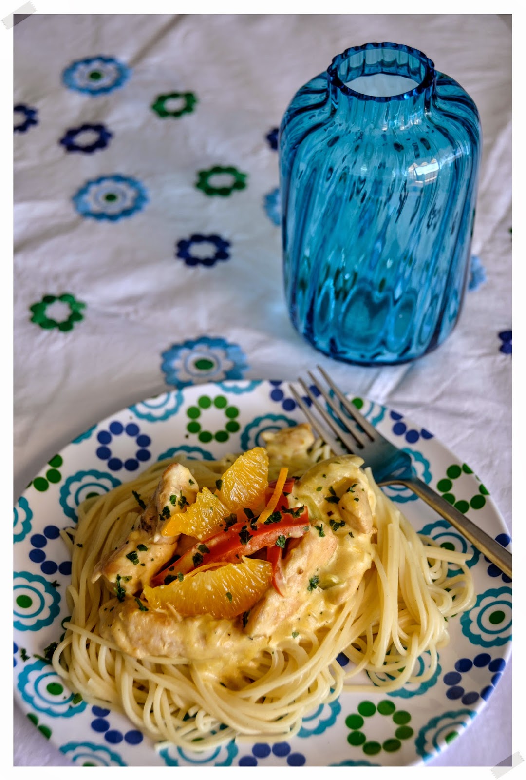 mazingereceta: Pasta con pollo y salsa de naranja