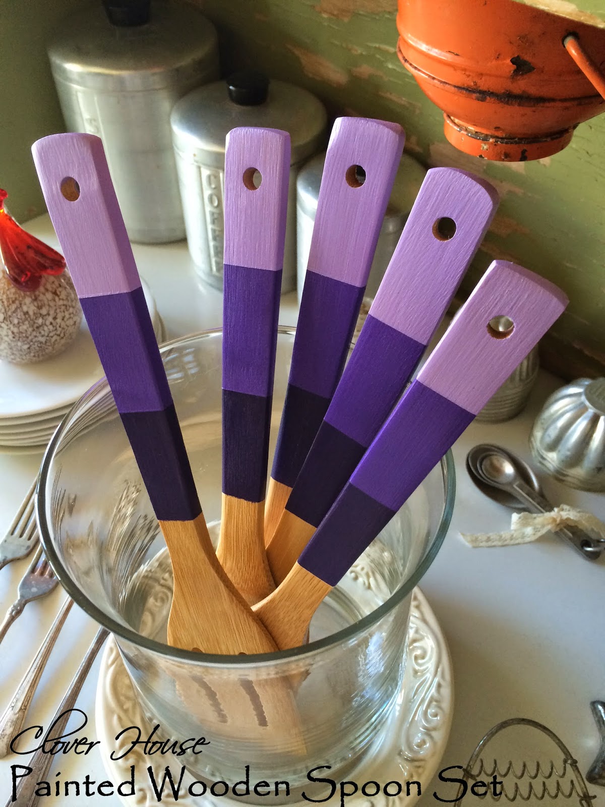 Clover House: Painted Wooden Spoon Set