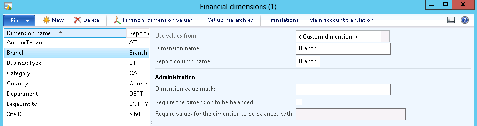 Microsoft Dynamics AX: Set up Financial Dimensions AX 2012