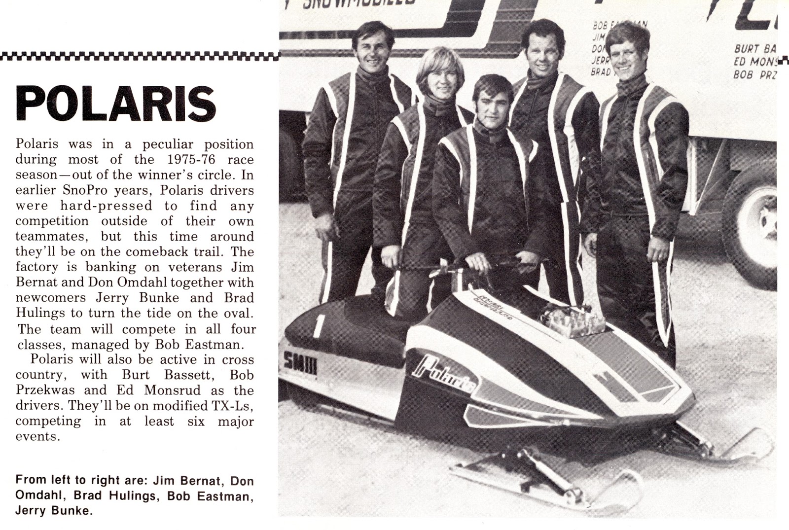 CLASSIC SNOWMOBILES OF THE PAST: 1977 POLARIS RACING TEAM