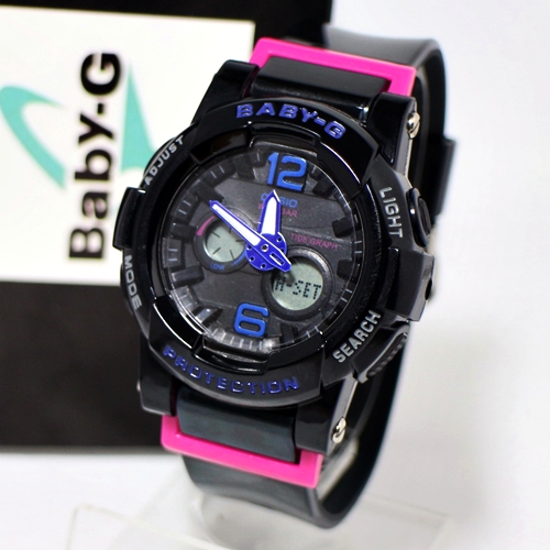 Jam Tangan Baby G BGA 180 Hitam Pink | Kw Super - GUDANG JAM TANGAN