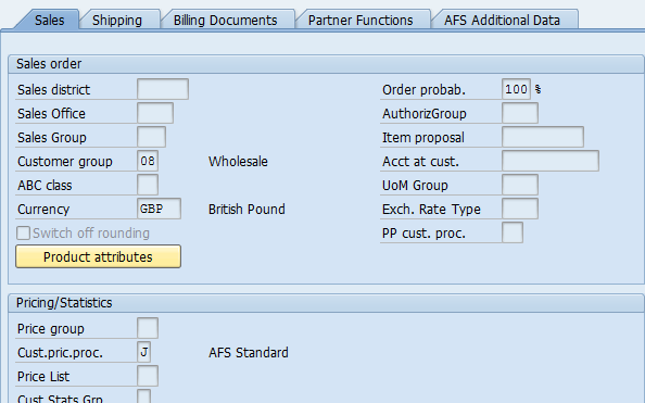 SAP Tutorials: SAP AFS Master data
