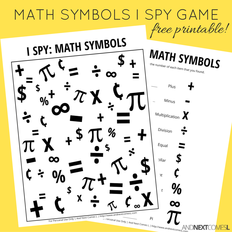 Math Themed I Spy Game {Free Printable for Kids} | And Next Comes L