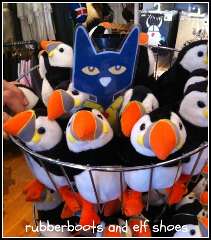 puffins - rubber boots and elf shoes