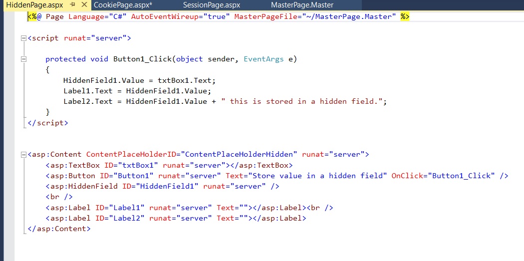 C# Class: Assignment 06 on Cookies, Hidden Fields, and Sessions
