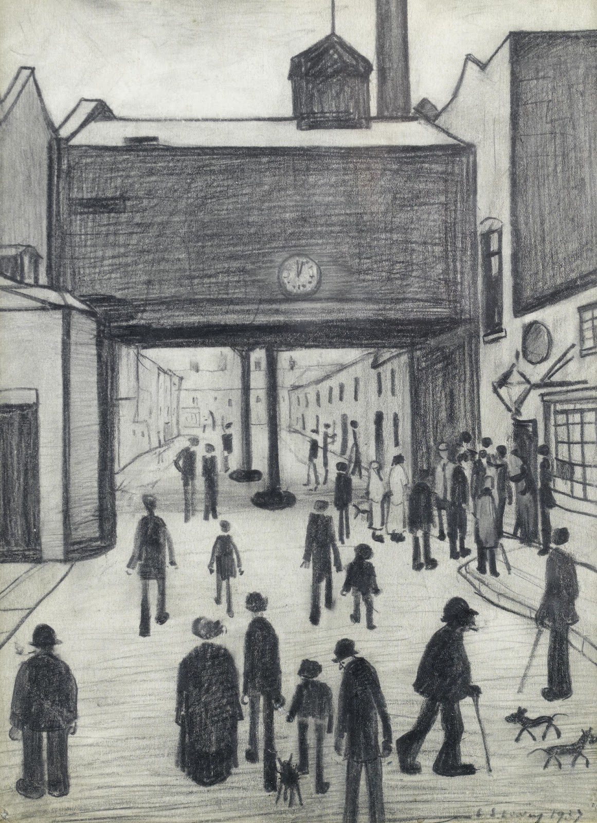 The Works of Laurence Stephen Lowry: 1937 - Outside a Mill