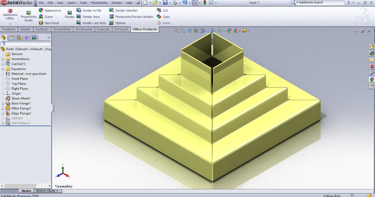 solidworks sheet metal tutorials | Miter Flange - CAD DESIGNS