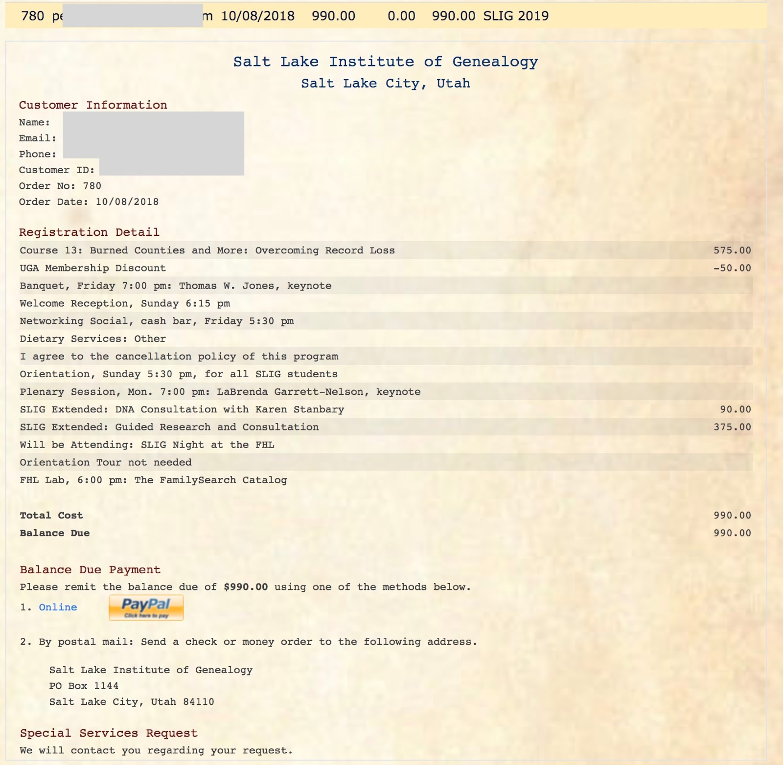 Salt Lake Institute of Genealogy: 2018