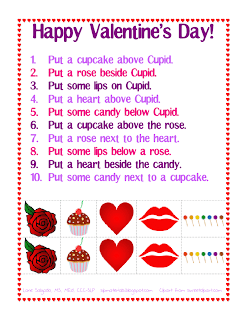 Ms. Lane's SLP Materials: Spatial Directions: Valentine's Day