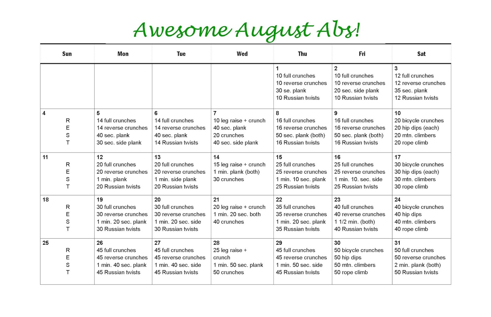 Awesome August Abs Challenge!