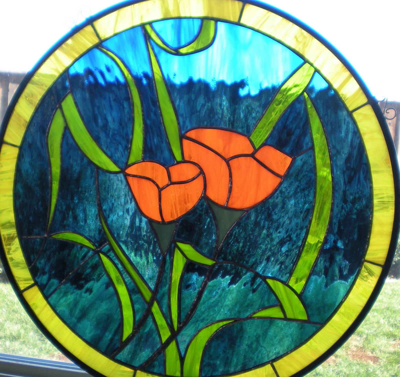 MERMAID'S PALETTE: Stained Glass Window- California Poppies