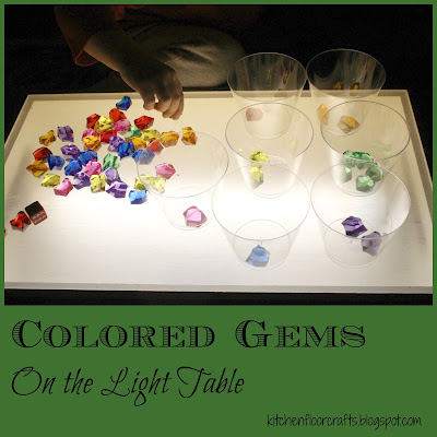 Kitchen Floor Crafts: Colored Gems on the Light Table