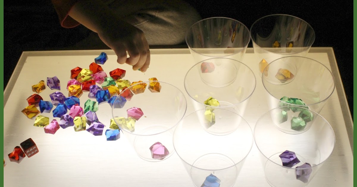 Kitchen Floor Crafts: Colored Gems on the Light Table