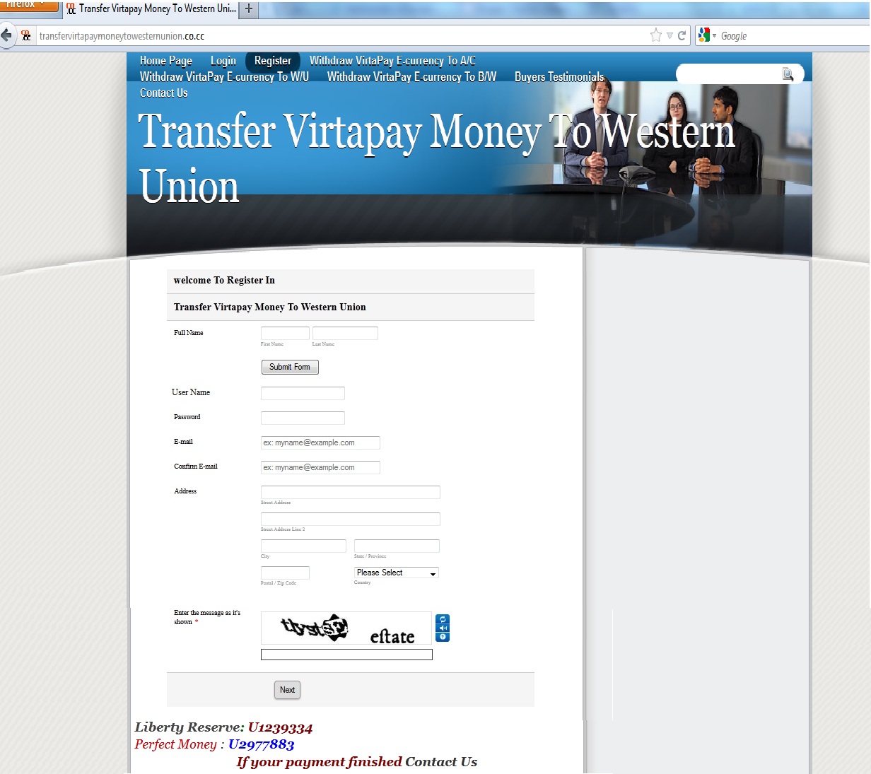 Transfer Virtapay Money To Western Union: Register
