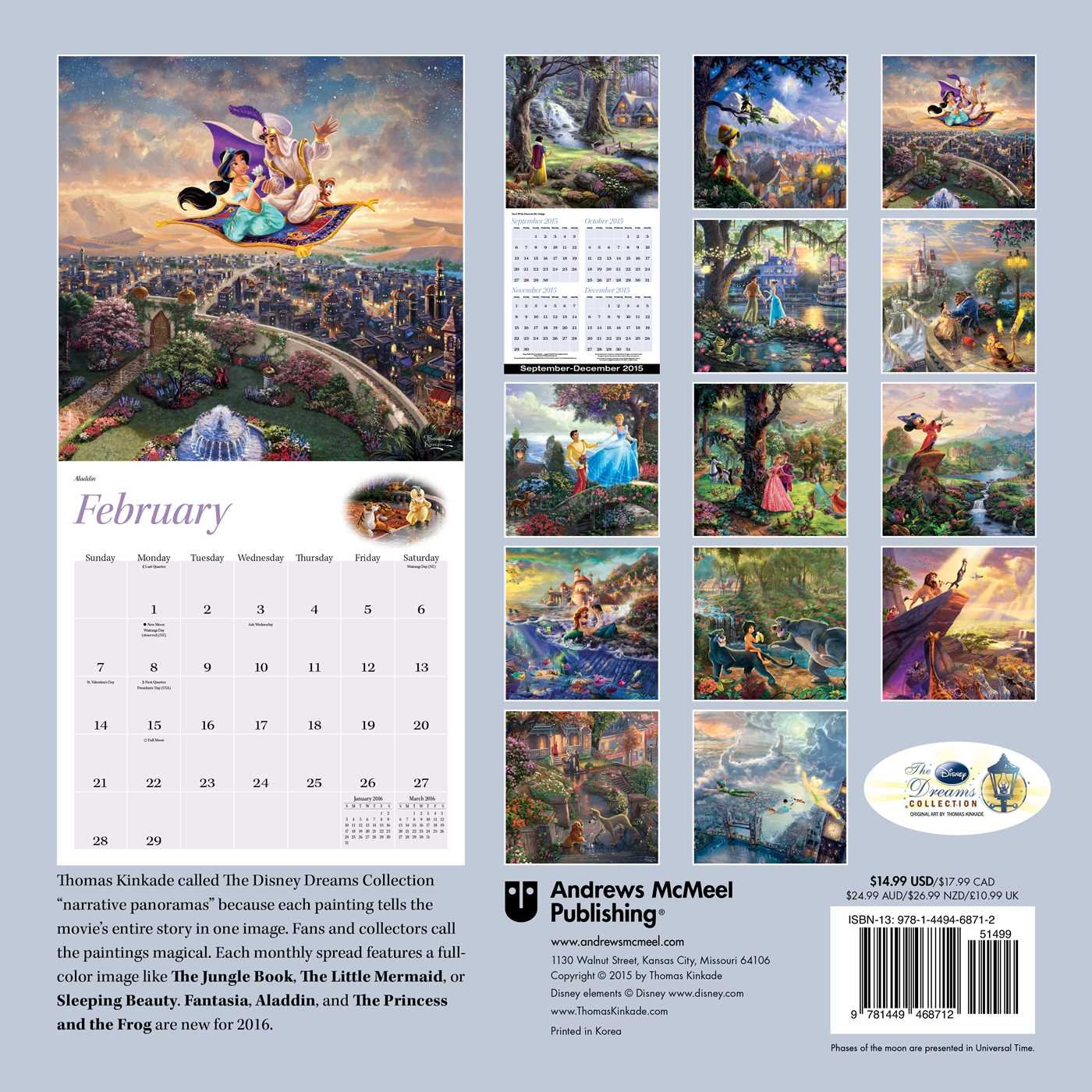 Thomas Kinkade: The Disney Dreams Collection 2016 Wall Calendar