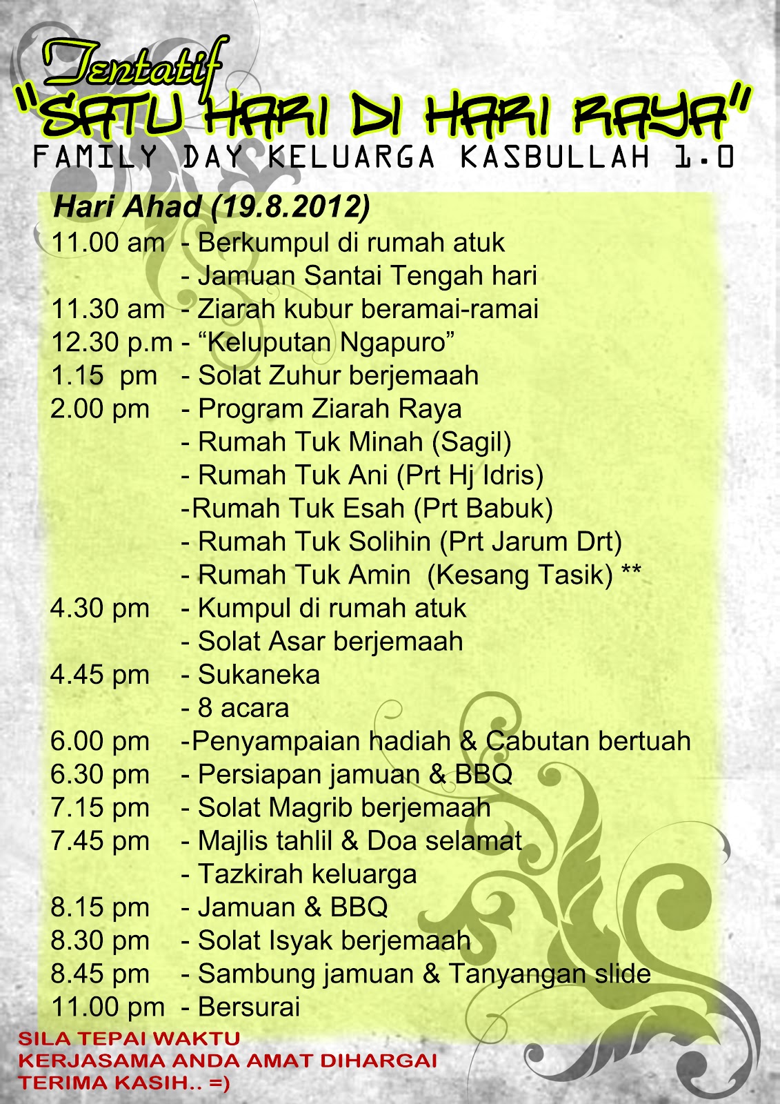 Interpretasi Deria Rasa Ceria: Program SATU HARI DI HARI RAYA - Family ...
