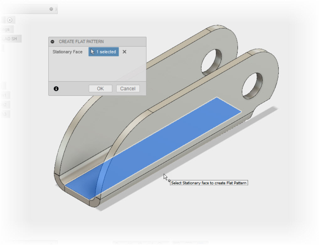 Selecting the stationary face for a flat pattern