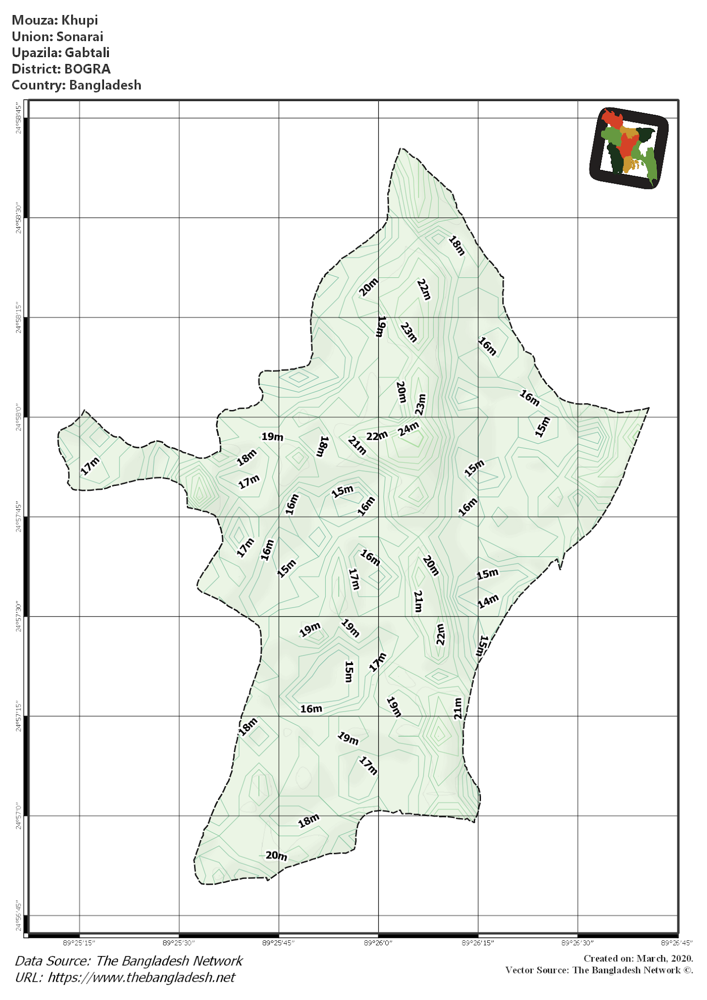 Map of Khupi Mouza, Gabtali, Bogra