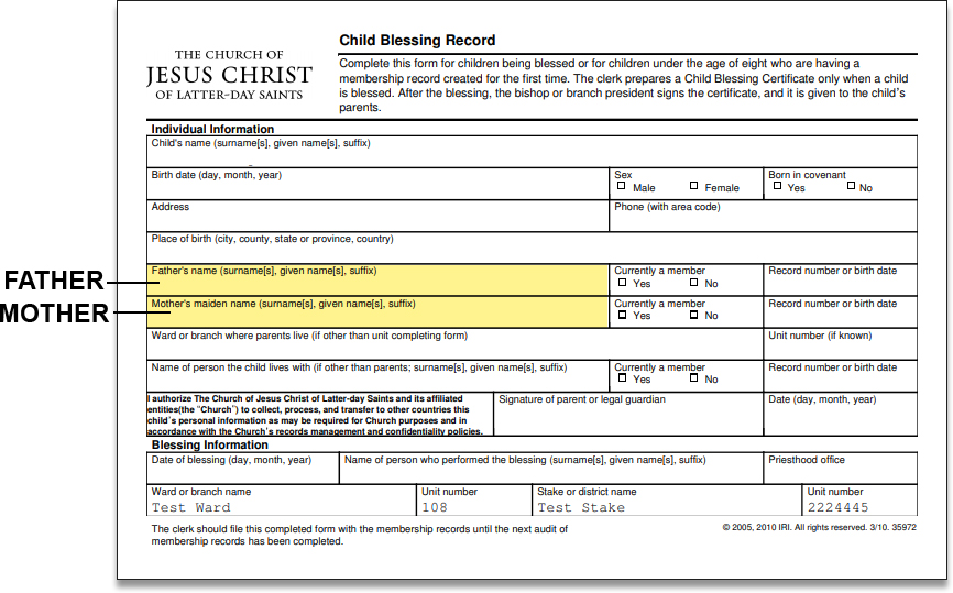 BARE RECORD OF TRUTH: 493: NEW CHILD BLESSING RECORDS NEEDED?