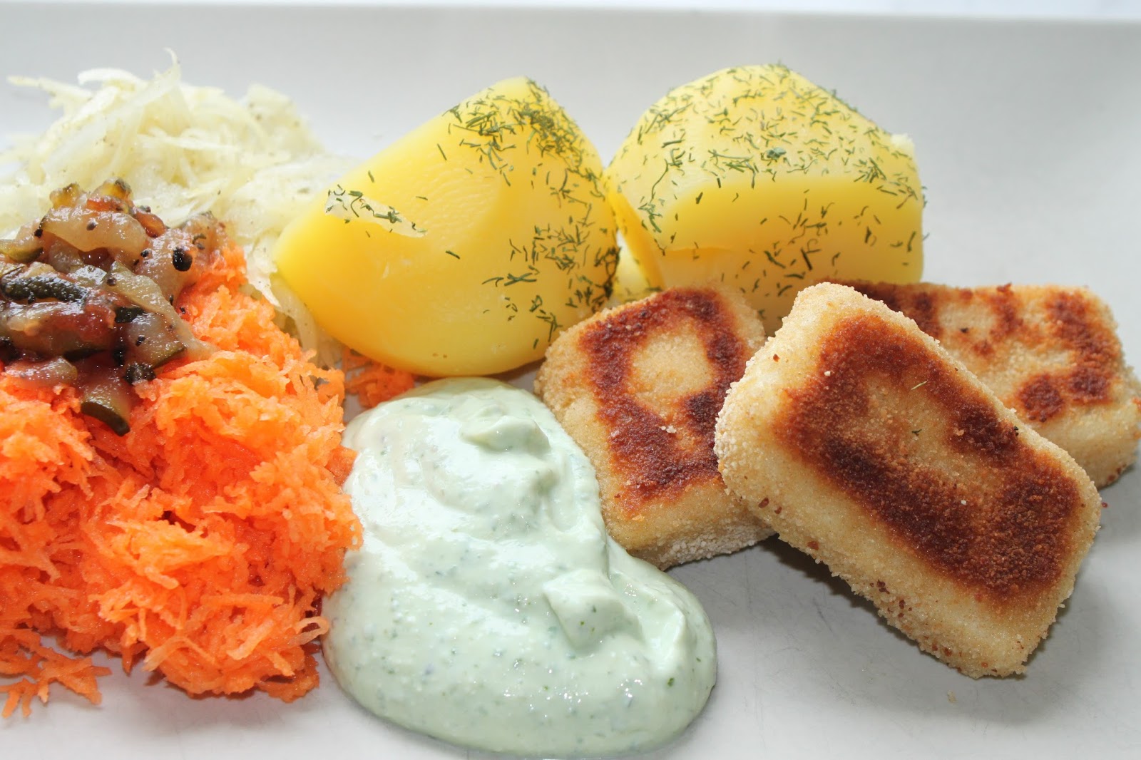 Toves kök - nästan bara vegetariskt: Panerad falsk fisk med kokt ...