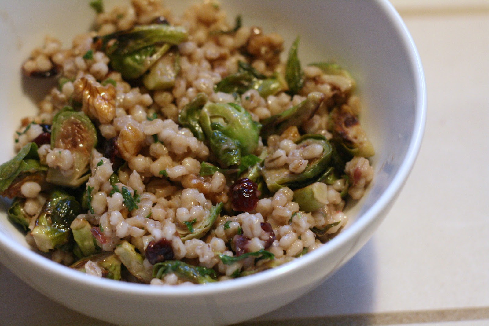 Laine's Recipe Box: Warm Barley with Roasted Brussels Sprouts, Toasted ...
