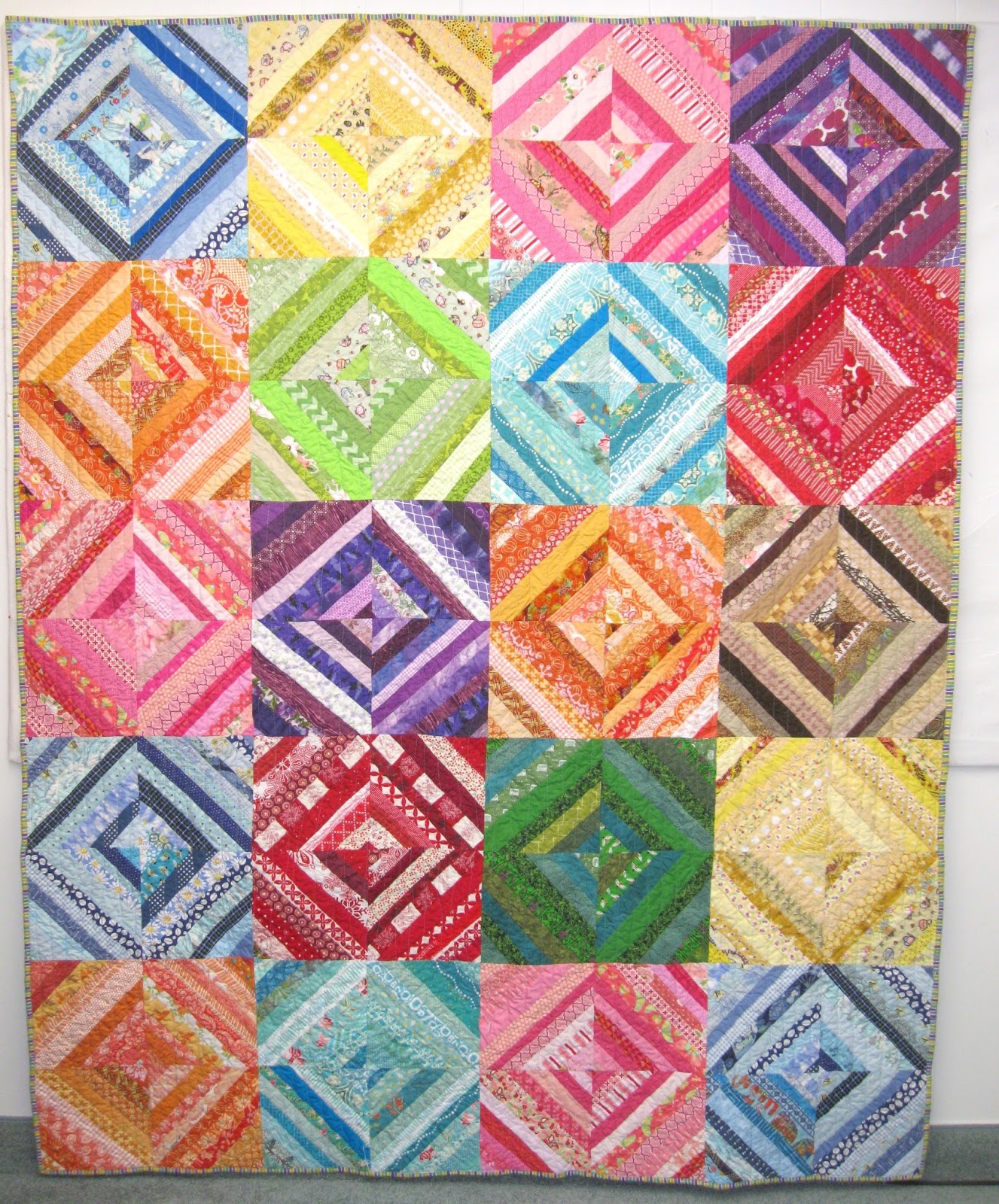 CRAZY BY DESIGN: Rainbow Strings Quilt Finished